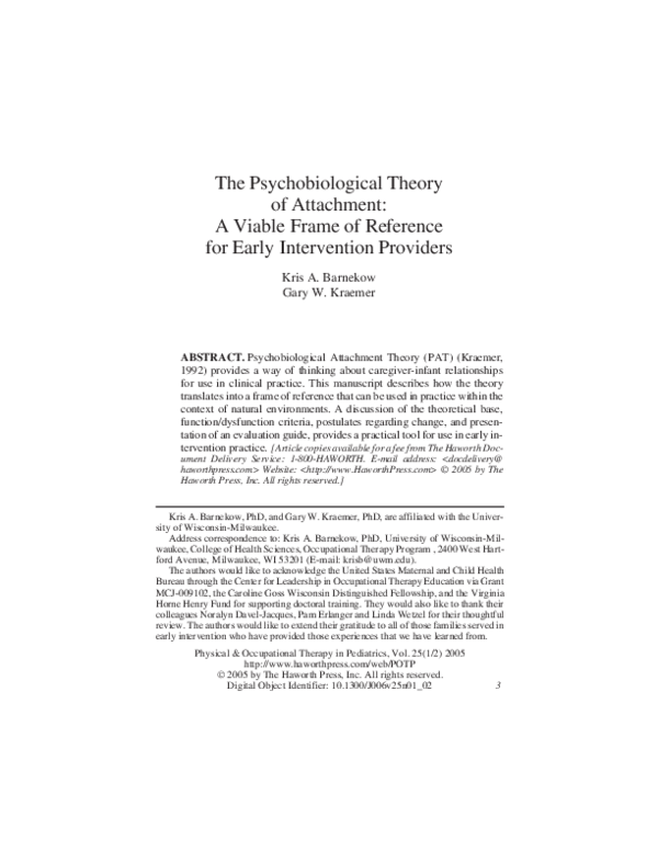 (PDF) The Psychobiological Theory of Attachment