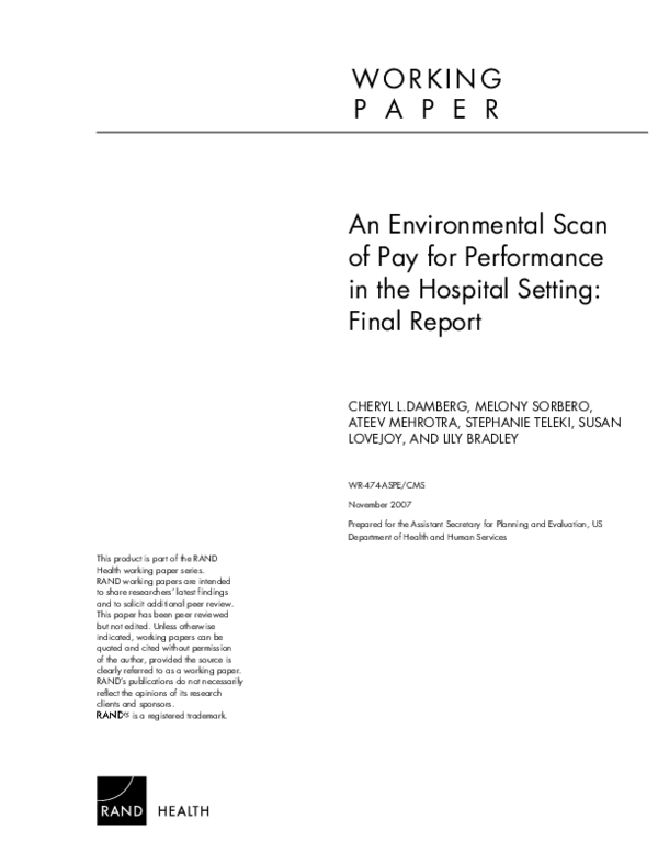 (PDF) An environmental scan of pay for performance in the hospital ...