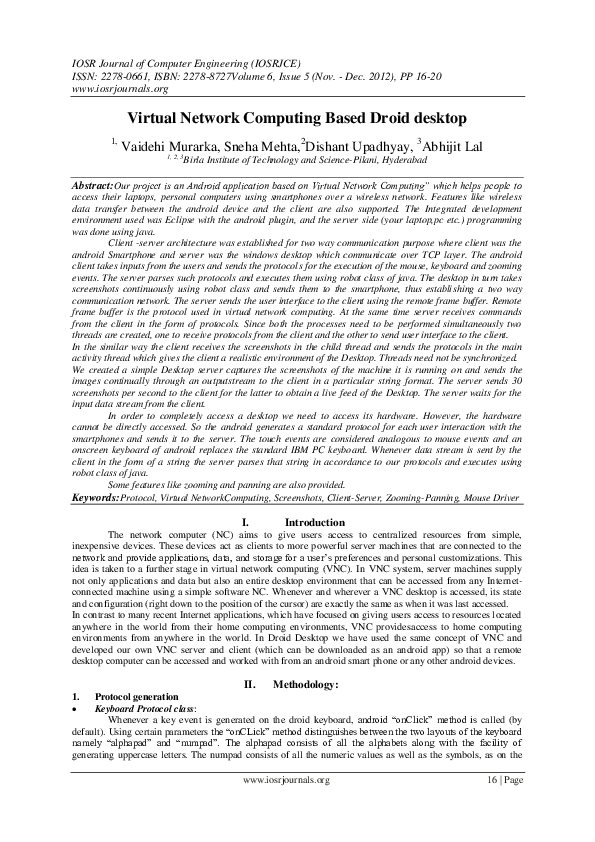 (PDF) Virtual Network Computing Based Droid desktop