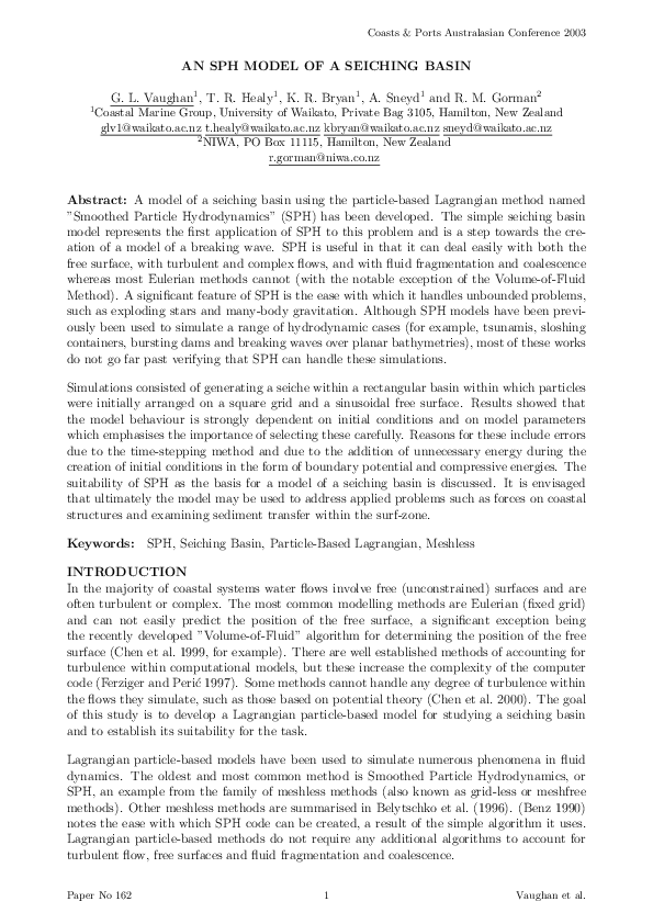 (PDF) An SPH Model of a Seiching Basin