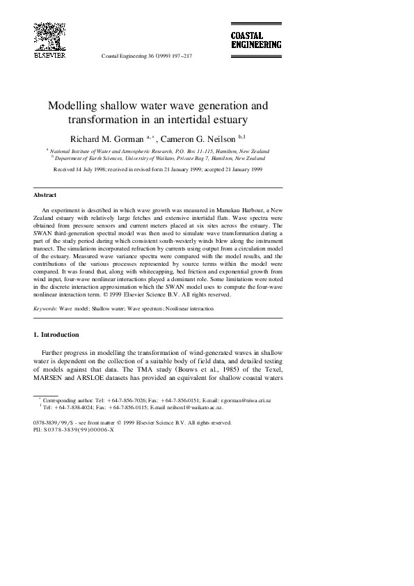 (PDF) Modelling shallow water wave generation and transformation in an ...