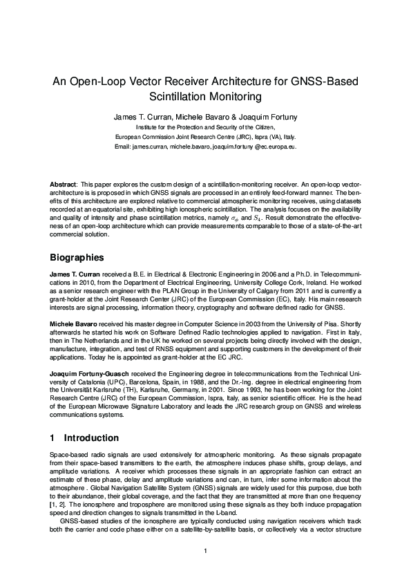 Pdf An Open Loop Vector Receiver Architecture For Gnss Based