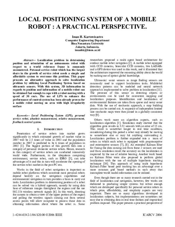 (PDF) Local Positioning System of a Mobile Robot : A Practical Perspective