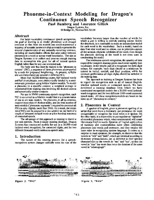 (PDF) Phoneme-in-context modeling for dragon's continuous speech recognizer