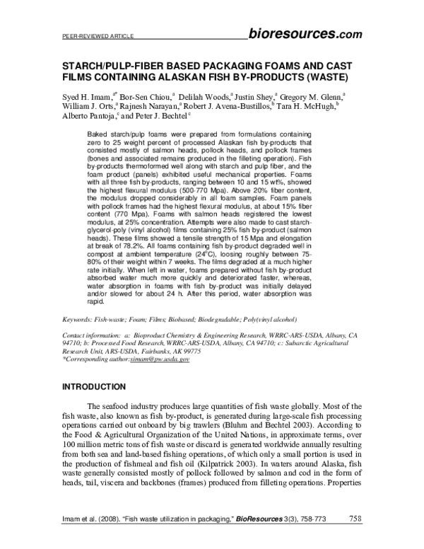 (PDF) Starch/pulp-Fiber Based Packaging Foams and Cast Films Containing ...