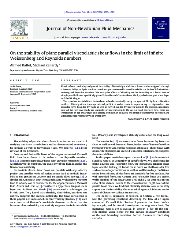 (PDF) On the stability of plane parallel viscoelastic shear flows in ...