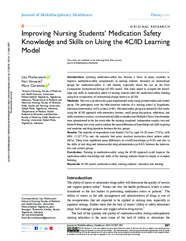 Improving Nursing Students’ Medication Safety Knowledge and Skills on ...