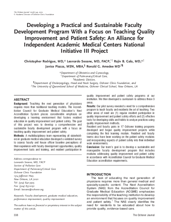 (PDF) Developing a Practical and Sustainable Faculty Development ...
