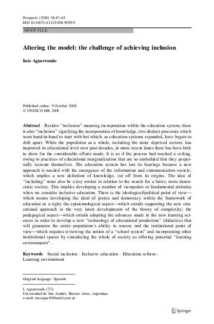 (PDF) Altering the model: the challenge of achieving inclusion