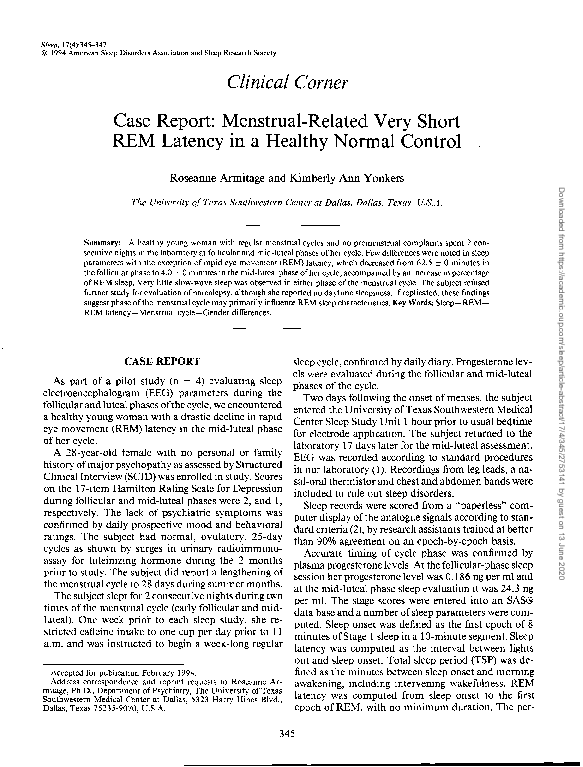 (PDF) Case report: menstrual-related very short REM latency in a ...