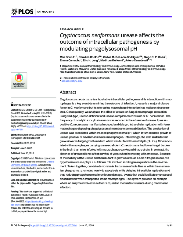 (PDF) Cryptococcus neoformans urease affects the outcome of ...