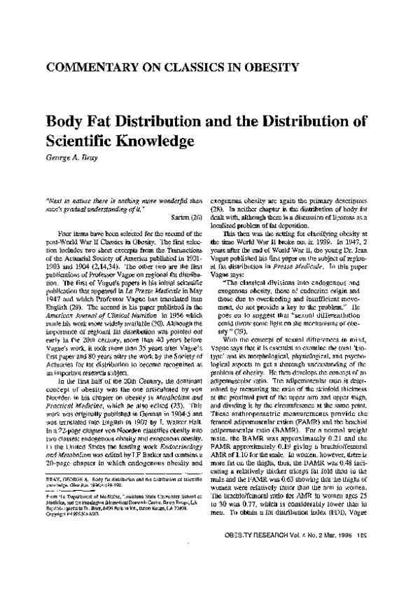 (PDF) Body Fat Distribution and the Distribution of Scientific Knowledge