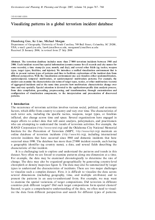 (PDF) Visualizing patterns in a global terrorism incident database