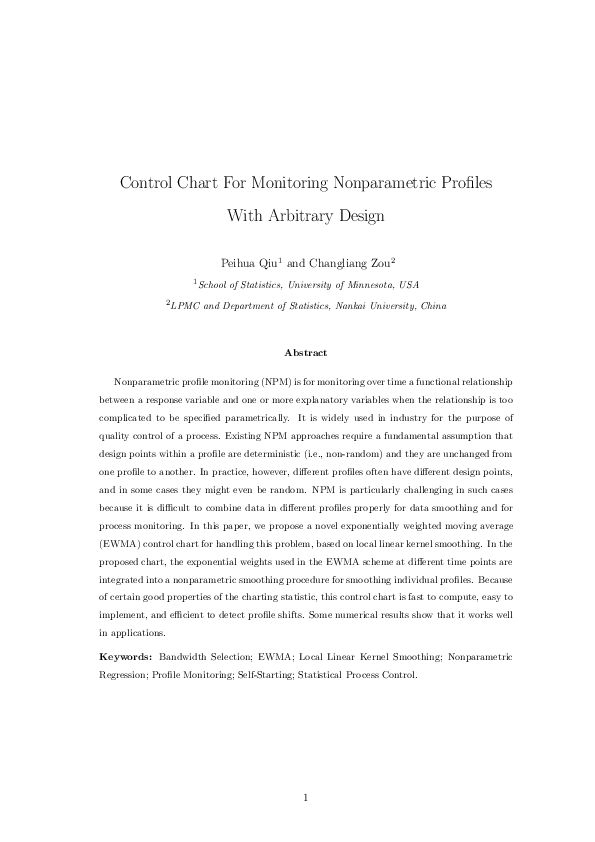 (PDF) Control chart for monitoring nonparametric profiles with arbitrary design