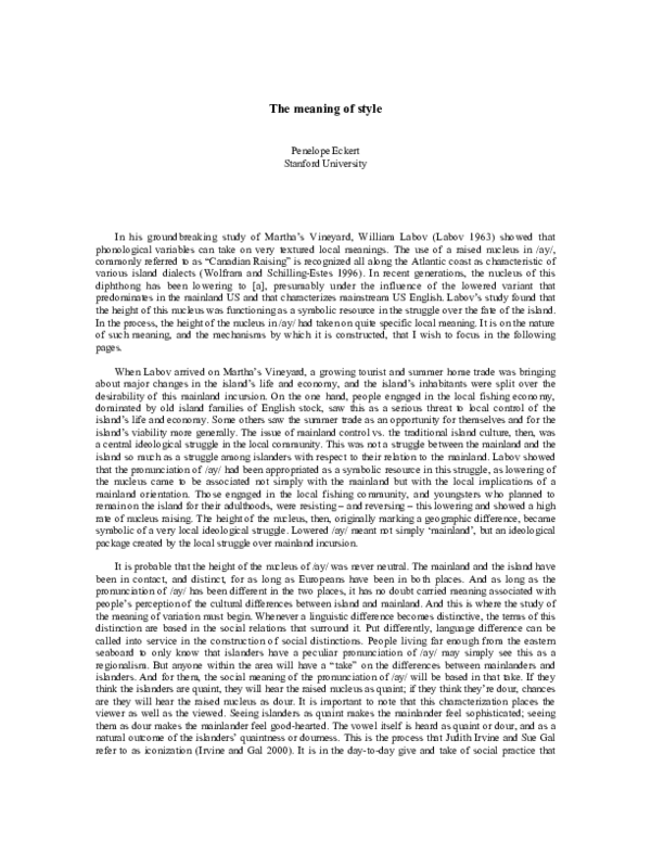(PDF) The Meaning of Style