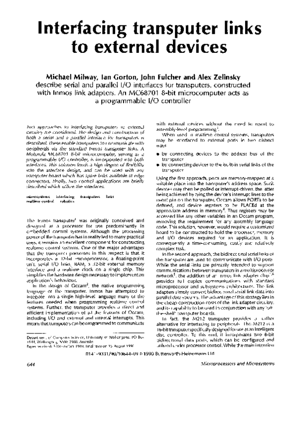 (PDF) Interfacing transputer links to external devices