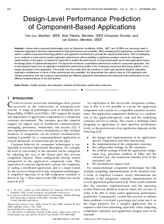(PDF) Design-level performance prediction of component-based applications