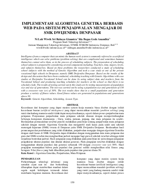 (PDF) Implementasi Algoritma Genetika Berbasis Web Pada Sistem ...