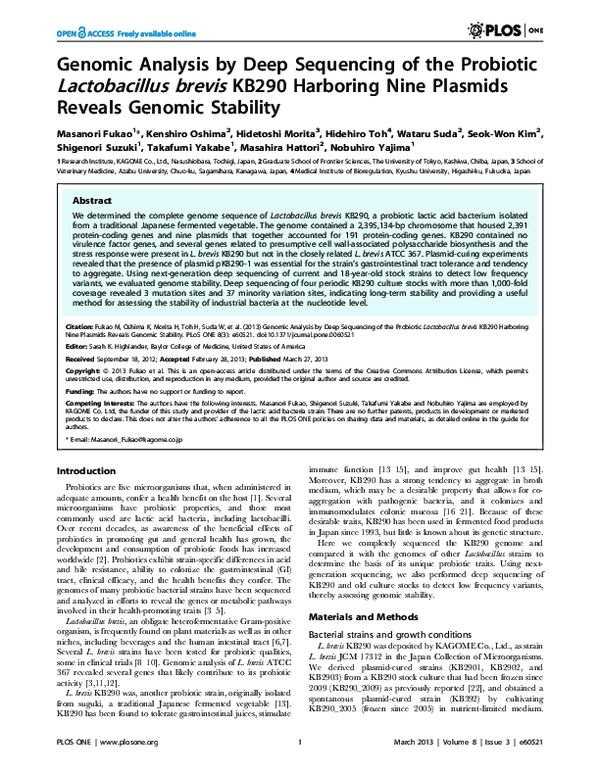 (PDF) Genomic Analysis by Deep Sequencing of the Probiotic ...