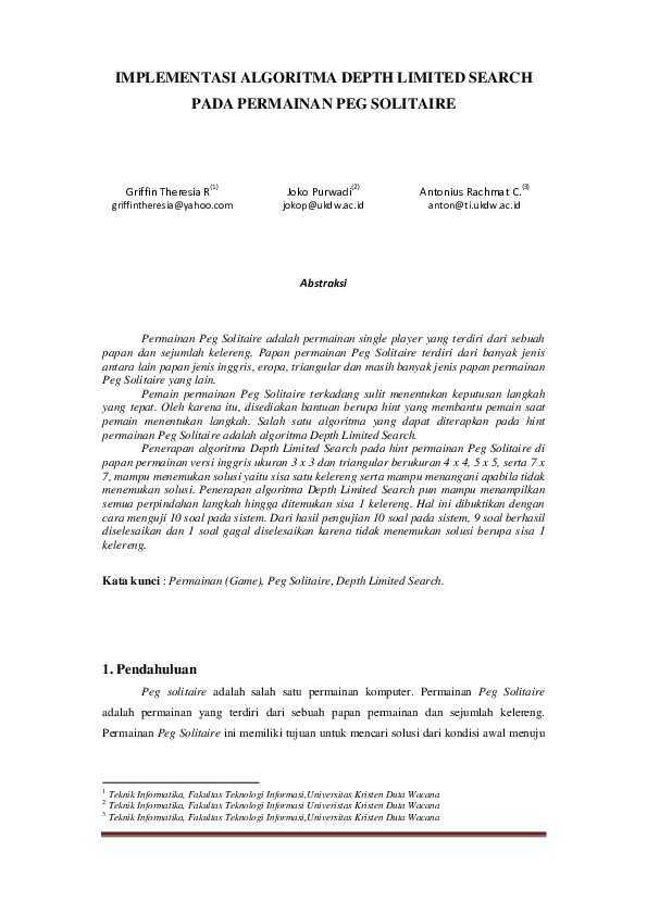 (PDF) Implementasi Algoritma Depth Limited Search Pada Permainan Peg ...