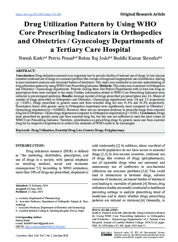 (PDF) Drug Utilization Pattern by Using WHO Core Prescribing Indicators ...