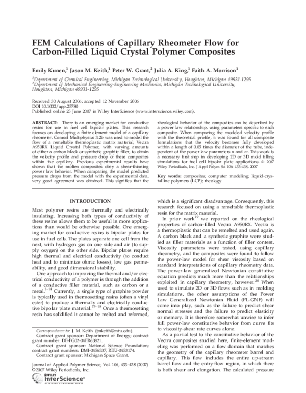 (PDF) FEM calculations of capillary rheometer flow for carbon-filled ...