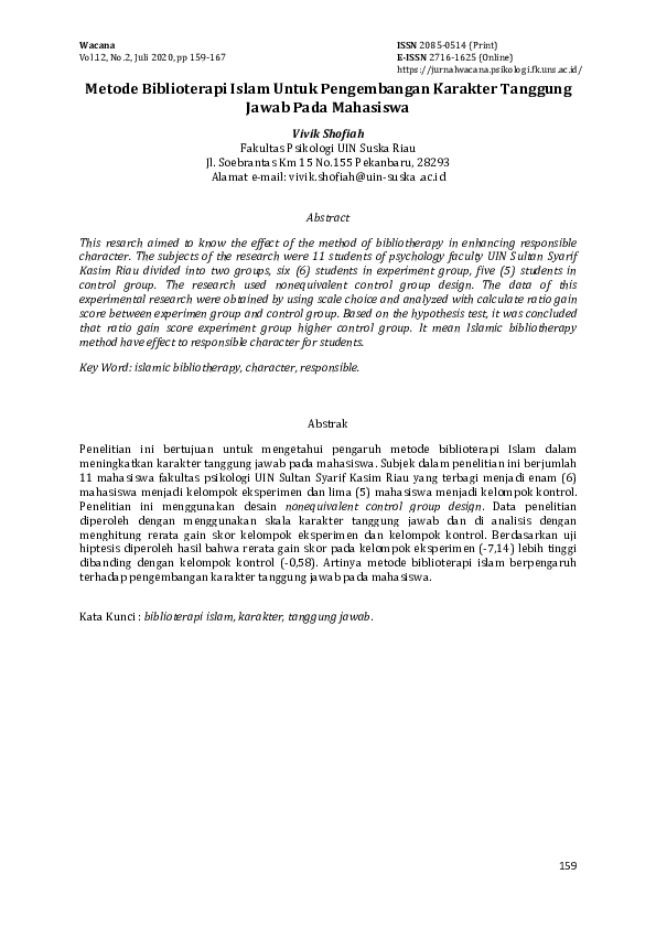 (PDF) Metode Biblioterapi Islam Untuk Pengembangan Karakter Tanggung ...