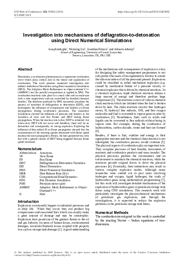 (PDF) Investigation into mechanisms of deflagration-to-detonation using Direct Numerical Simulations