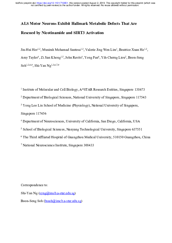 (PDF) ALS Motor Neurons Exhibit Hallmark Metabolic Defects That Are ...