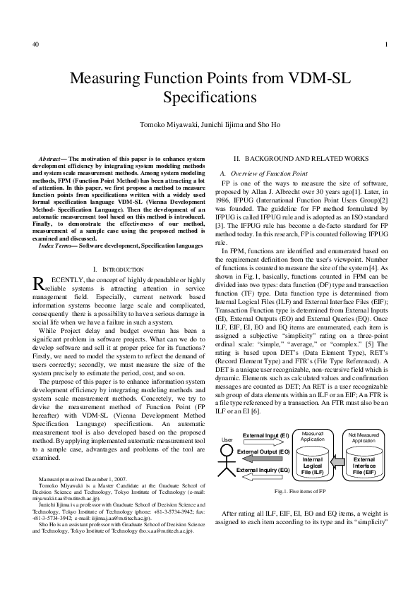 (PDF) Measuring function points from VDM-SL specifications
