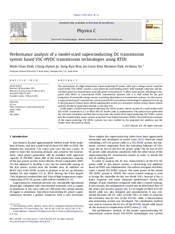 Pdf Performance Analysis Of A Model Sized Superconducting Dc Transmission System Based Vsc