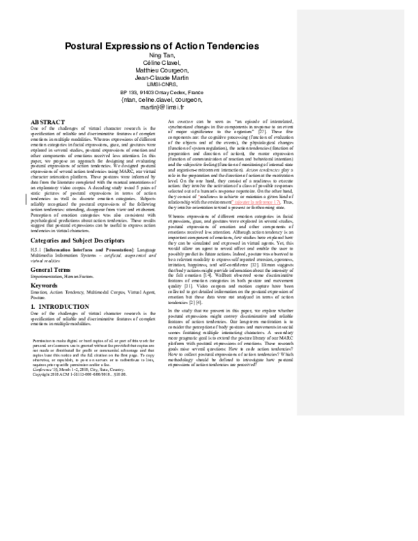 (PDF) Postural expressions of action tendencies