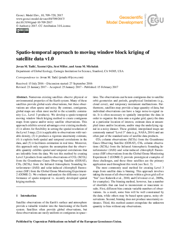 (PDF) Spatio-temporal approach to moving window block kriging of ...