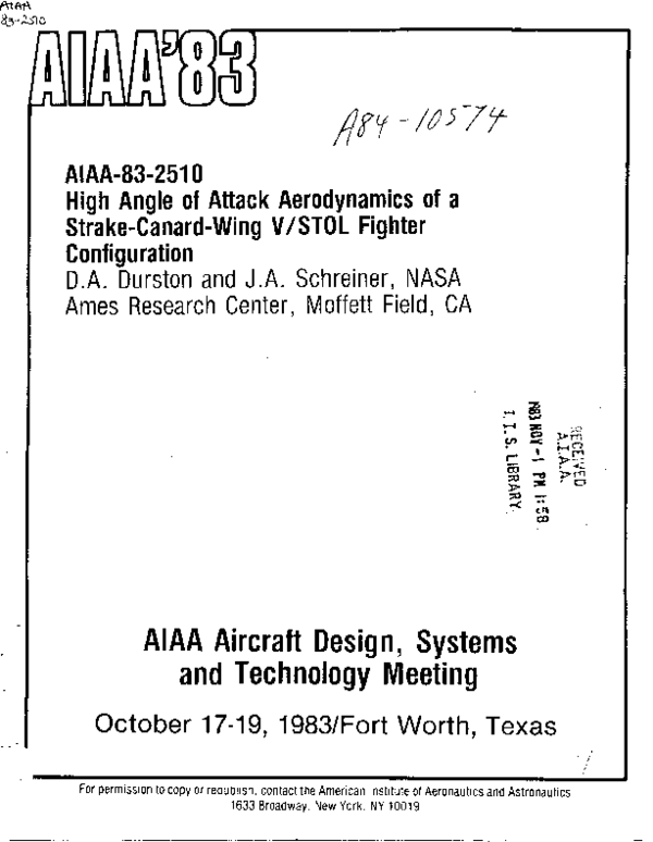 (PDF) High angle-of-attack aerodynamics of a strake-canard-wing V/STOL ...