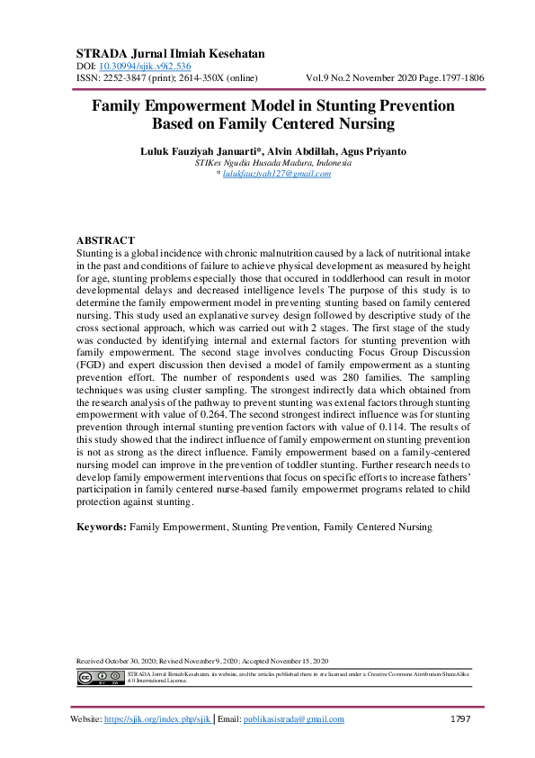 (PDF) Family Empowerment Model in Stunting Prevention Based on Family ...