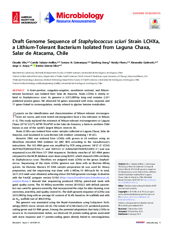 (PDF) Draft Genome Sequence of Staphylococcus sciuri Strain LCHXa, a ...