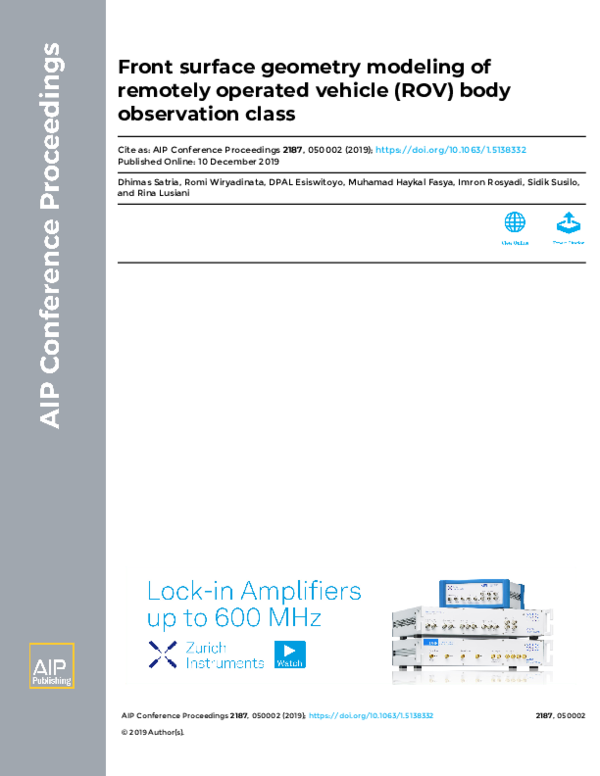 (PDF) Front surface geometry modeling of remotely operated vehicle (ROV ...