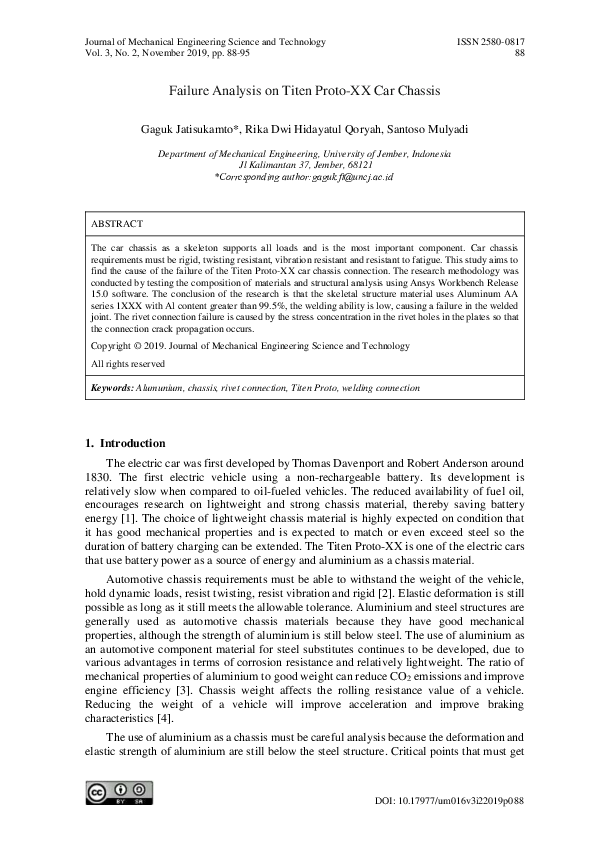 (PDF) Failure Analysis on Titen Proto-XX Car Chasis