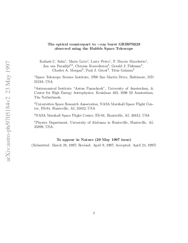 (PDF) The optical counterpart to γ-ray burst GRB970228 observed using ...