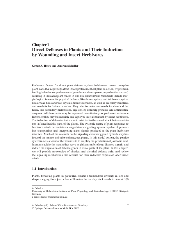 (PDF) Direct Defenses in Plants and Their Induction by Wounding and ...