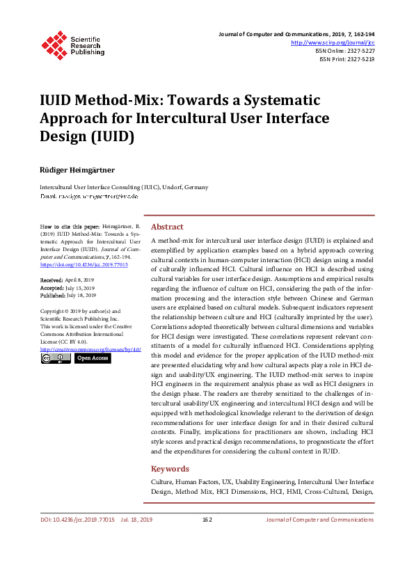 (PDF) IUID Method-Mix: Towards a Systematic Approach for Intercultural ...