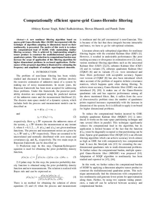 (PDF) Efficient Sparse-Grid Gauss-Hermite Filtering