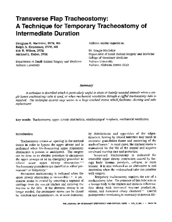 (PDF) Transverse Flap Tracheostomy: A Technique for Temporary ...