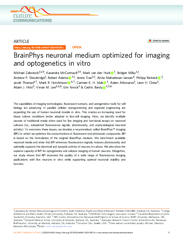 (PDF) BrainPhys neuronal medium optimized for imaging and optogenetics in vitro