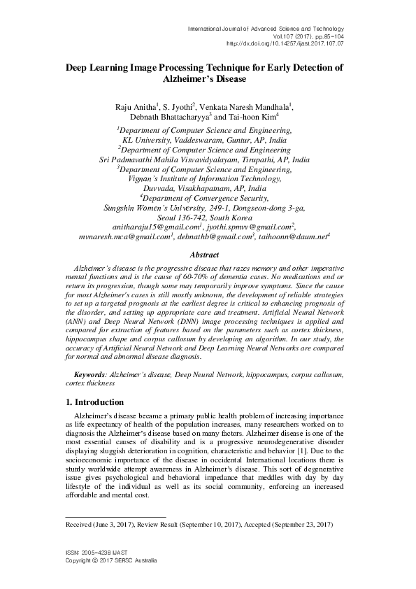 (PDF) Deep Learning Image Processing Technique for Early Detection of ...