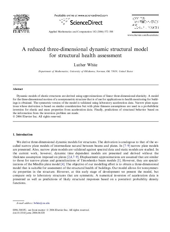 (PDF) A reduced three-dimensional dynamic structural model for structural health assessment