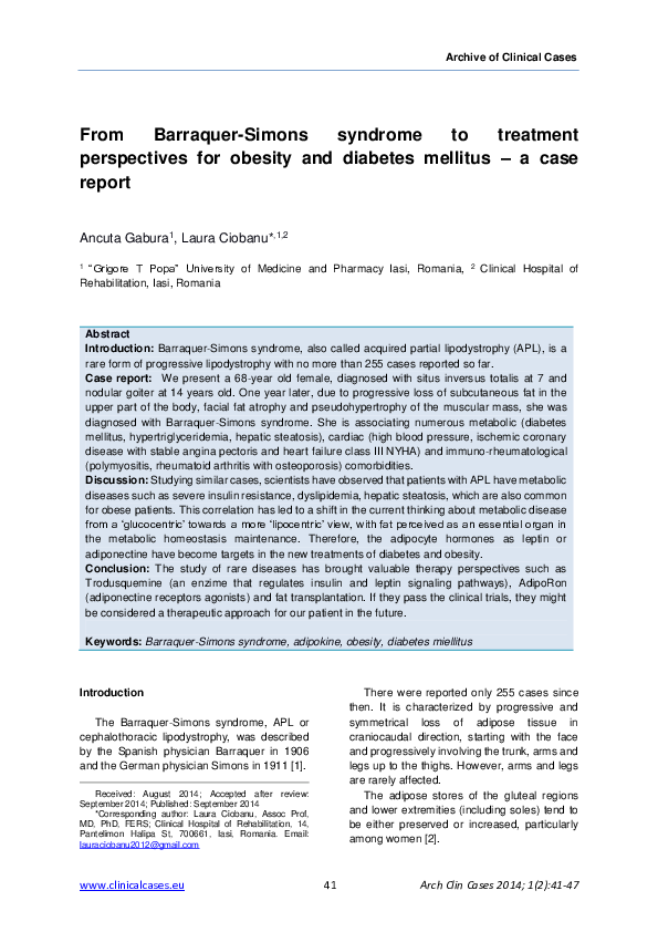 (PDF) From Barraquer-Simons syndrome to treatment perspectives for ...