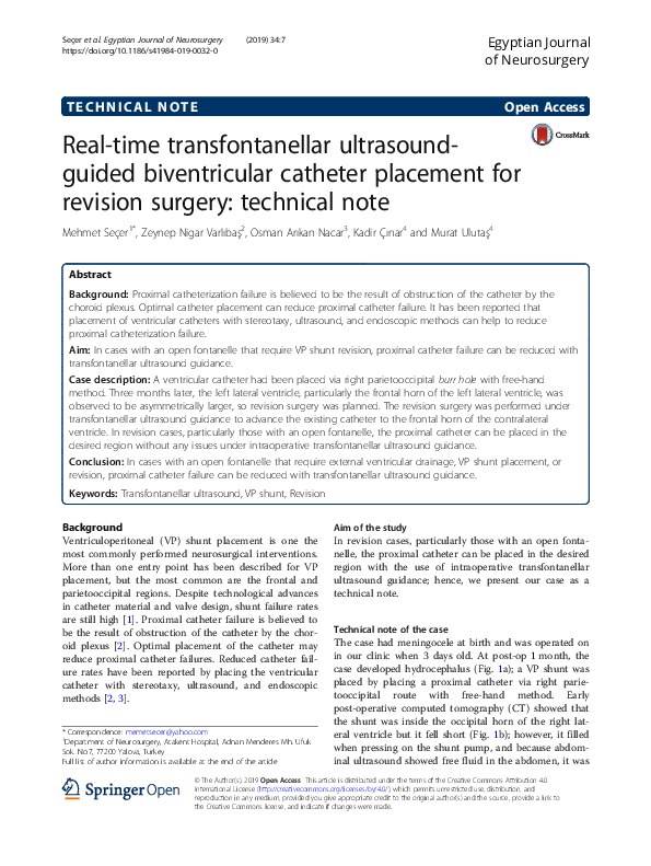 (PDF) Real-time transfontanellar ultrasound-guided biventricular catheter placement for revision ...