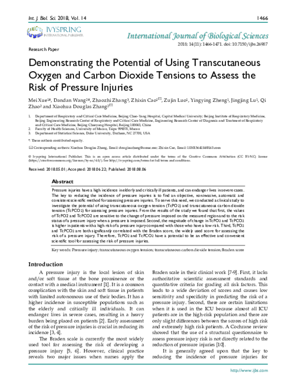 (PDF) Transcutaneous Gas Tensions in Pressure Injury Risk