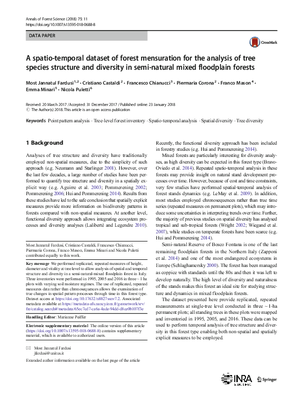 (PDF) A spatio-temporal dataset of forest mensuration for the analysis ...